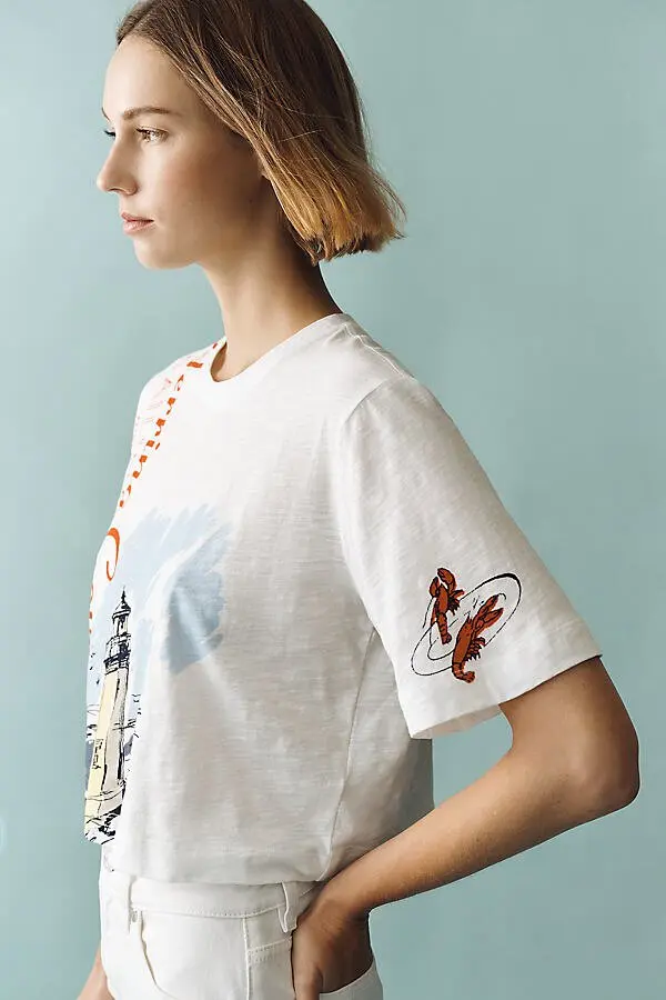 Maeve Corey Graphic Boxy T-shirt - Neutral Pattern