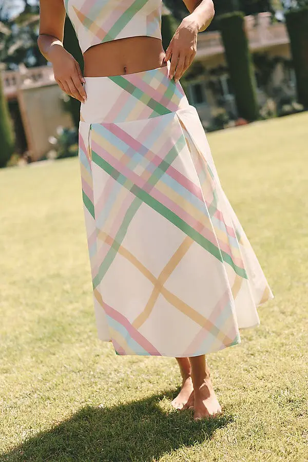 CELANDINE Cotton A-line Midi Skirt