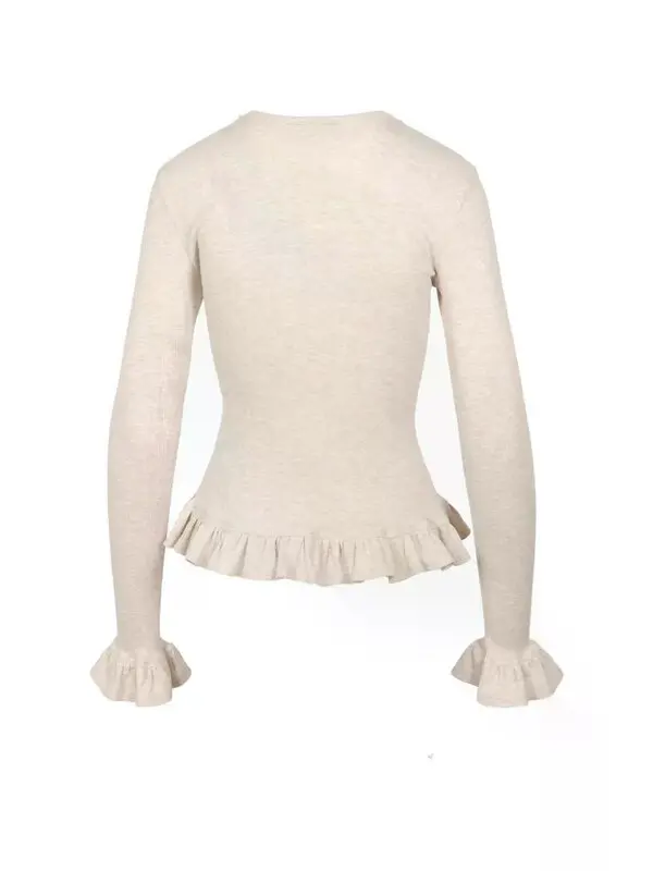 IOANA CIOLACU Beige Ribbed Peplum Blouse