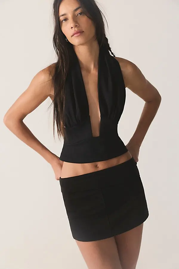 Susana Monaco Gathered Halter Top - Black