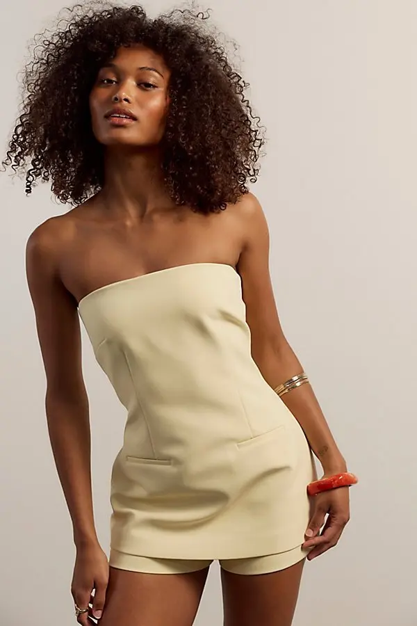 SEROYA Marsha Strapless Romper - Butter