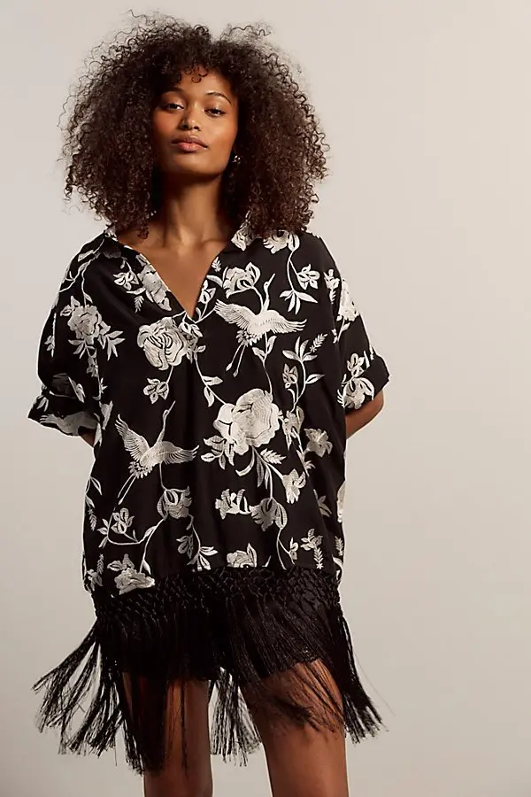 MES DEMOISELLES Franny Fringe Top - Black