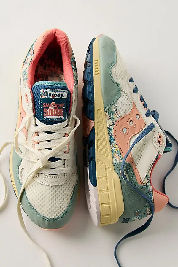 Saucony Shadow 5000 Floral Lace-up Sneakers - Beige/blue
