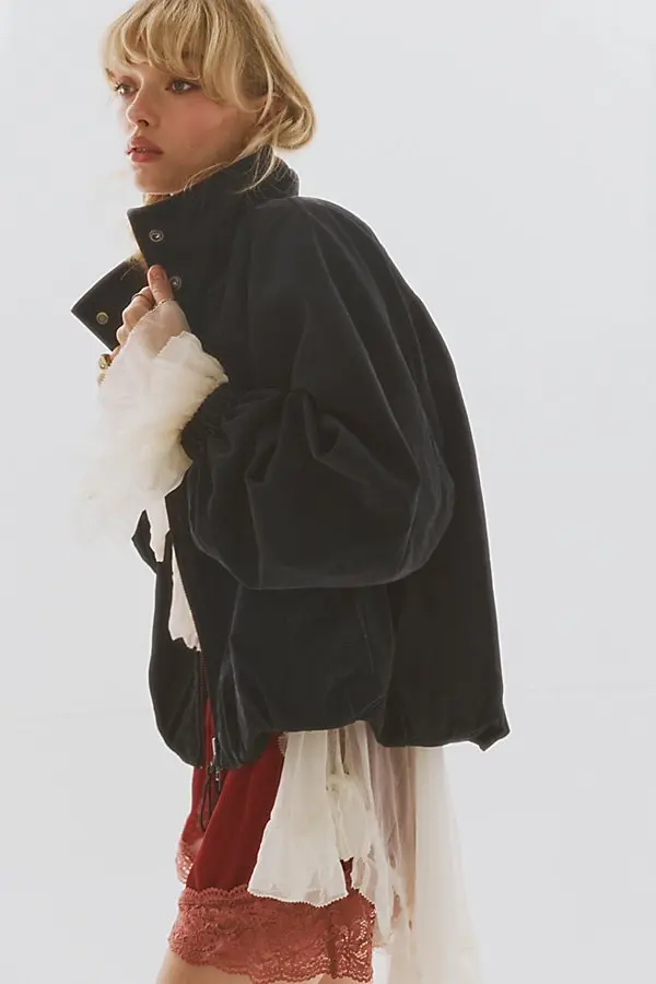 Free People We The Free Chelsea Vegan Suede Funnel-neck Jacket - Black