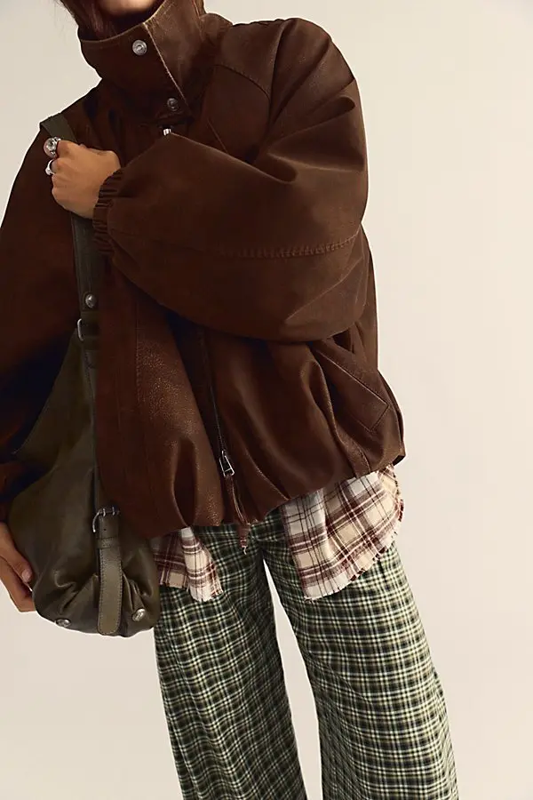 Free People We The Free Chelsea Vegan Suede Funnel-neck Jacket - Brown