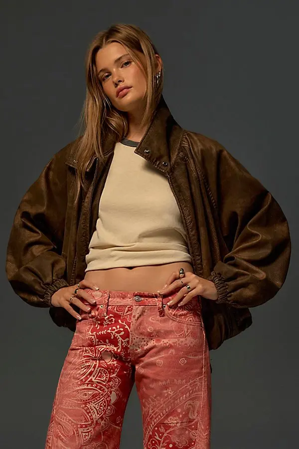Free People We The Free Chelsea Vegan Suede Funnel-neck Jacket - Brown