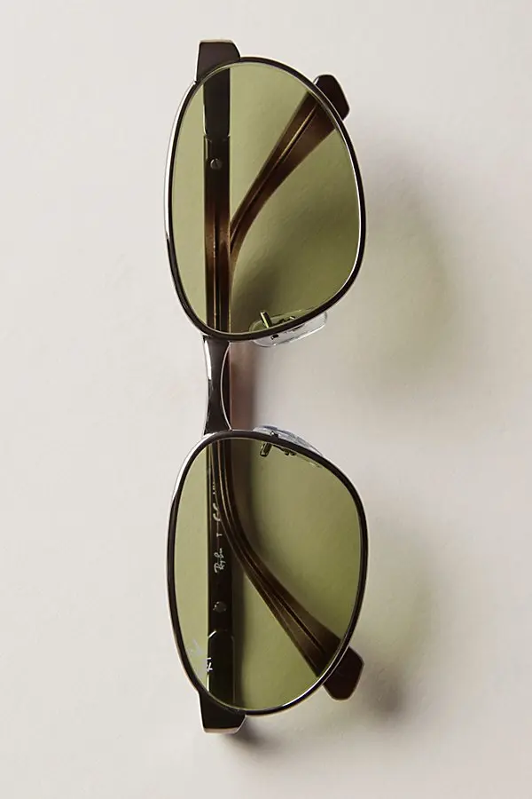 Free People Ray-ban Oval Sunglasses - Silver/green