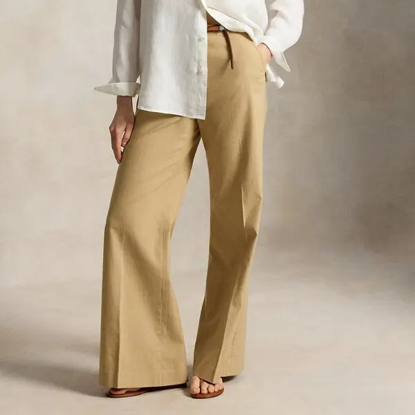 Ralph Lauren Stretch Cotton-linen Beaton Flare Pants - Classic Camel