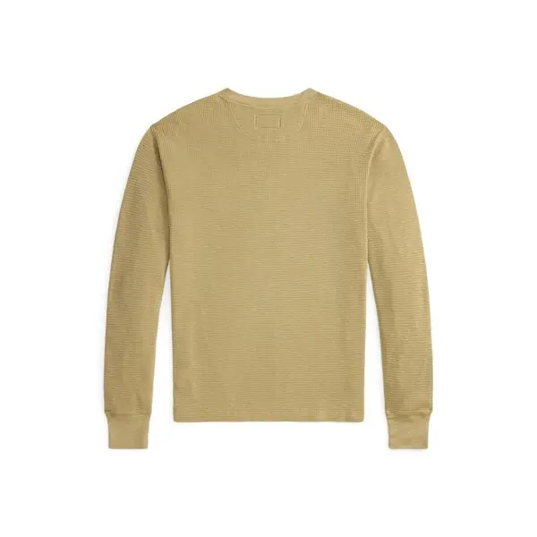 Ralph Lauren Garment-dyed Waffle-knit Henley Shirt - Spring Beige