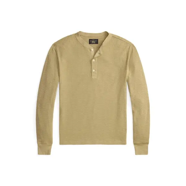Ralph Lauren Garment-dyed Waffle-knit Henley Shirt - Spring Beige