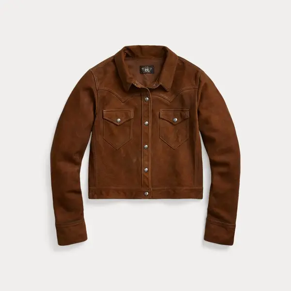 Ralph Lauren Sueded Sheepskin Western Jacket - Medium Brown