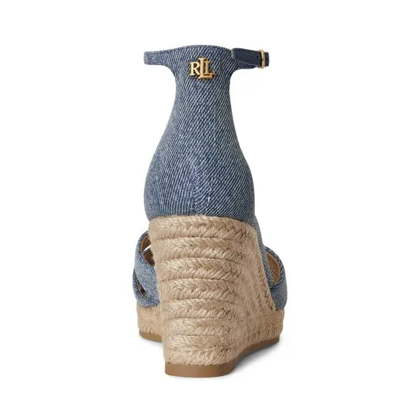 Ralph Lauren Nellie Washed Denim Wedge Espadrilles