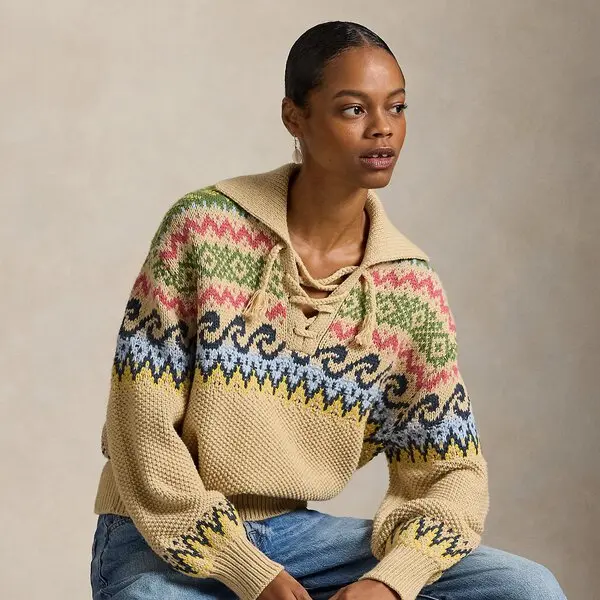 Ralph Lauren Fair Isle Lace-up Sweater