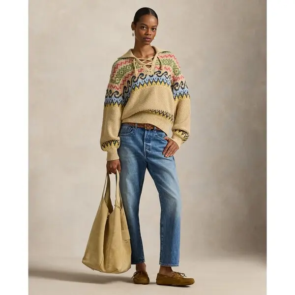 Ralph Lauren Fair Isle Lace-up Sweater