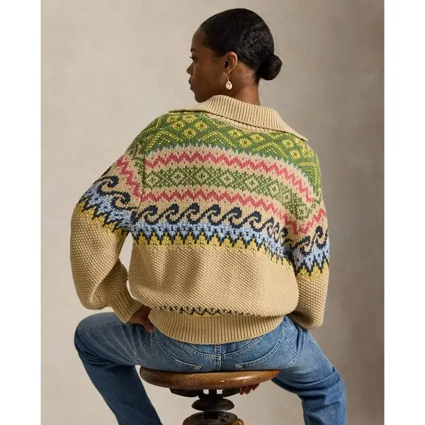 Ralph Lauren Fair Isle Lace-up Sweater