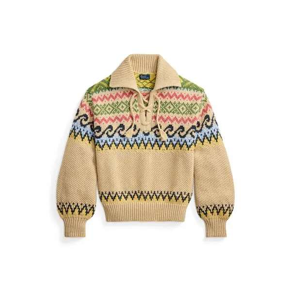 Ralph Lauren Fair Isle Lace-up Sweater