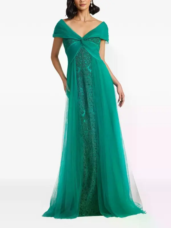 Tadashi Shoji Twisted Lace Maxi Dress