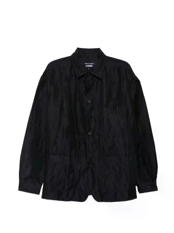 Comme Des Garçons Pinstripe-pattern Crinkled Jacket - Blue