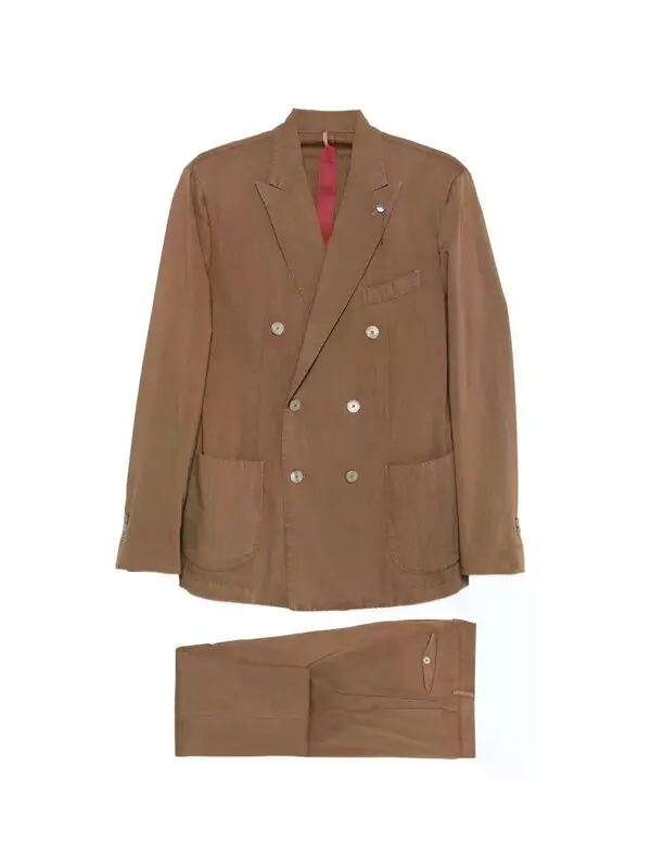 SANTANIELLO Double-breasted Peak-lapels Suit - Brown