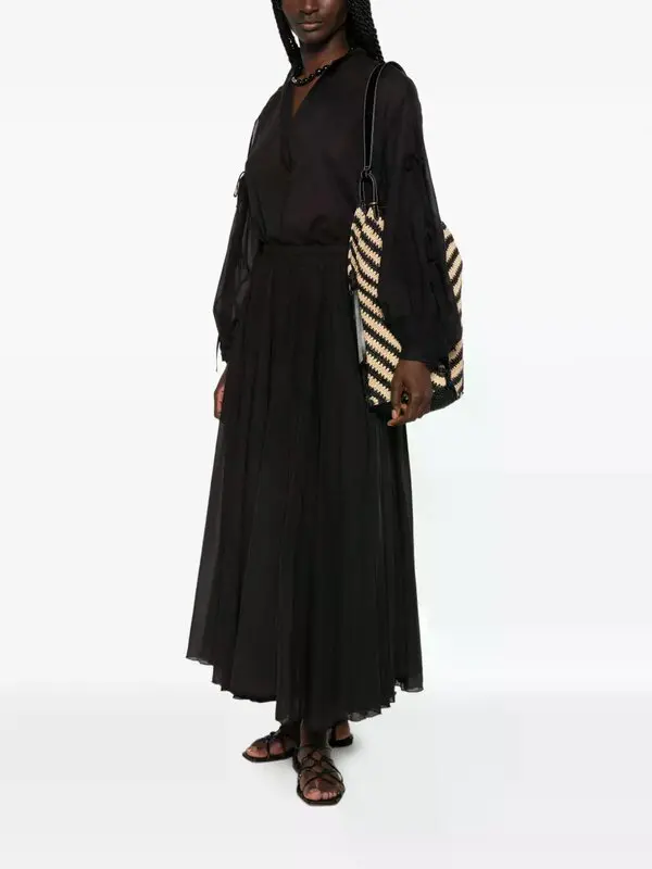 PHILIA LOFT Cut-out Tie-fastening Blouse - Black