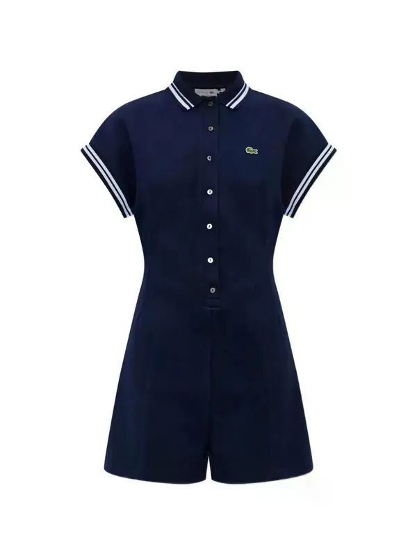 Lacoste Striped-trim Logo Patch Playsuit