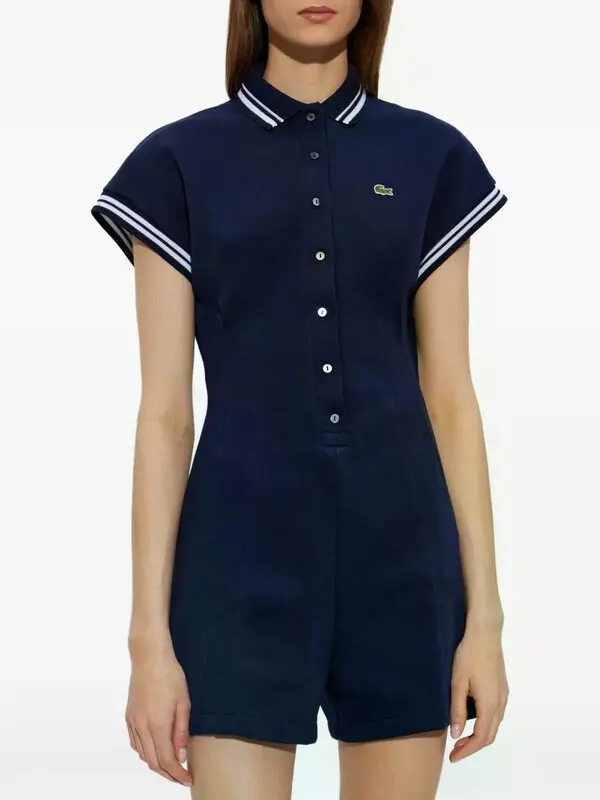 Lacoste Striped-trim Logo Patch Playsuit