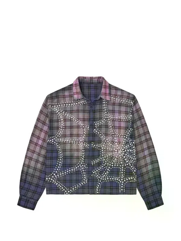 VALE FOREVER Crystal-embellished Checkered Flannel Shirt - Purple