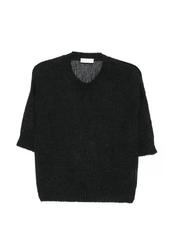 ROBERTO COLLINA Open-knit Short-sleeve Sweater - Black