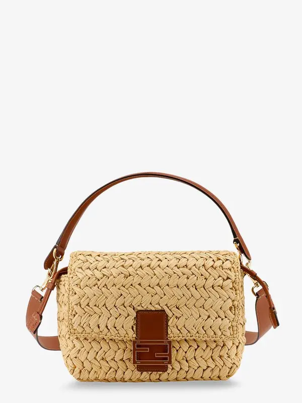 Fendi Mamma Baguette Medium Raffia Baguette - Beige
