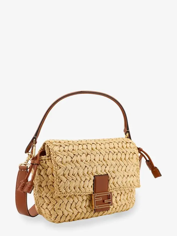 Fendi Mamma Baguette Medium Raffia Baguette - Beige