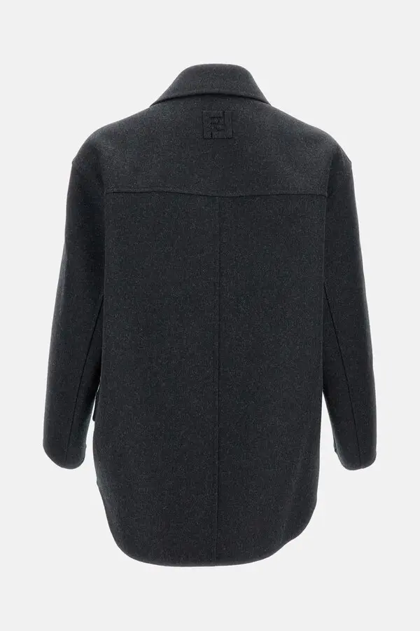Fendi Double-breasted Oversized Wool Jacket - Blue