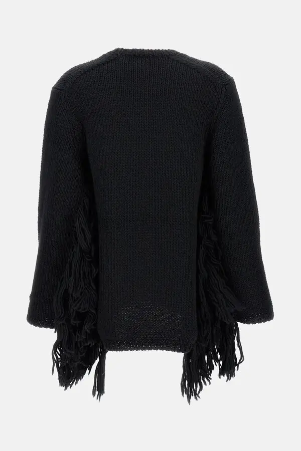 Comme Des Garçons Wool Cable Knit Sweater With Fringe Hem