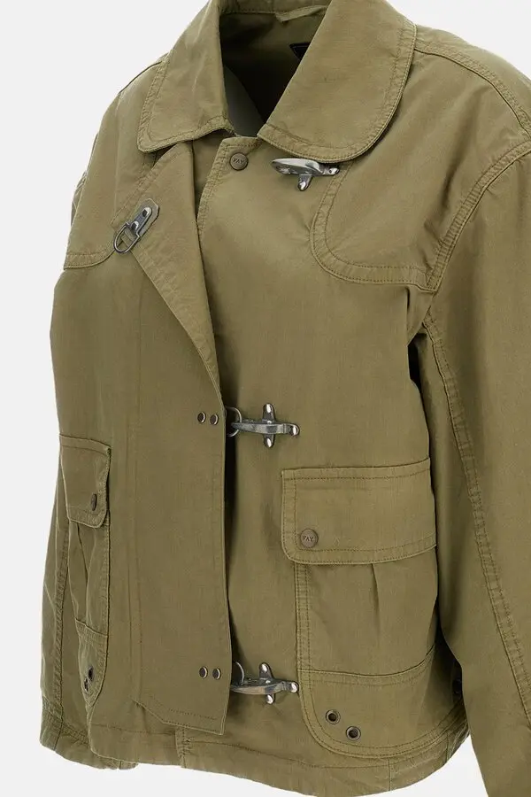 FAY Cotton Canvas Jacket With Hook Closure - Green