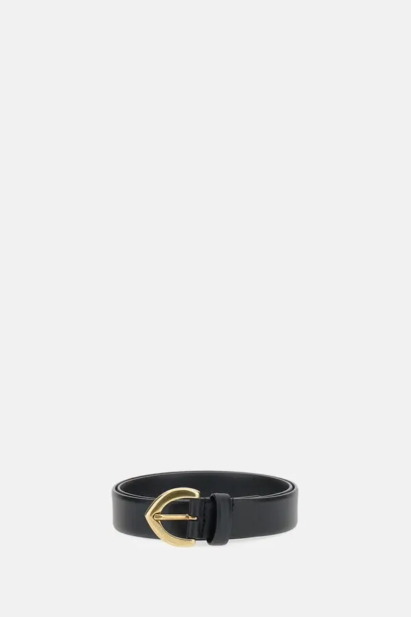 BAX LAB Leather Belt With Gold Buckle - Nero