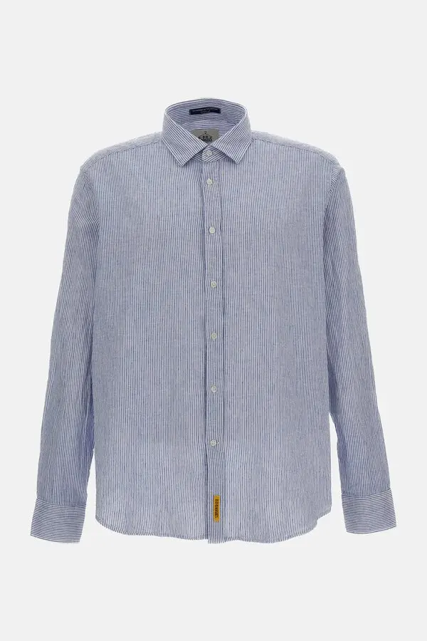 B.D.BAGGIES Bradford Shirt In Linen Blend - Sky Blue