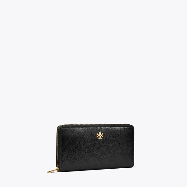 Tory Burch Charlie Quilted Zip Continental Wallet - Black