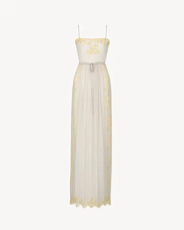 Saint Laurent Long Lace Dress - Brume