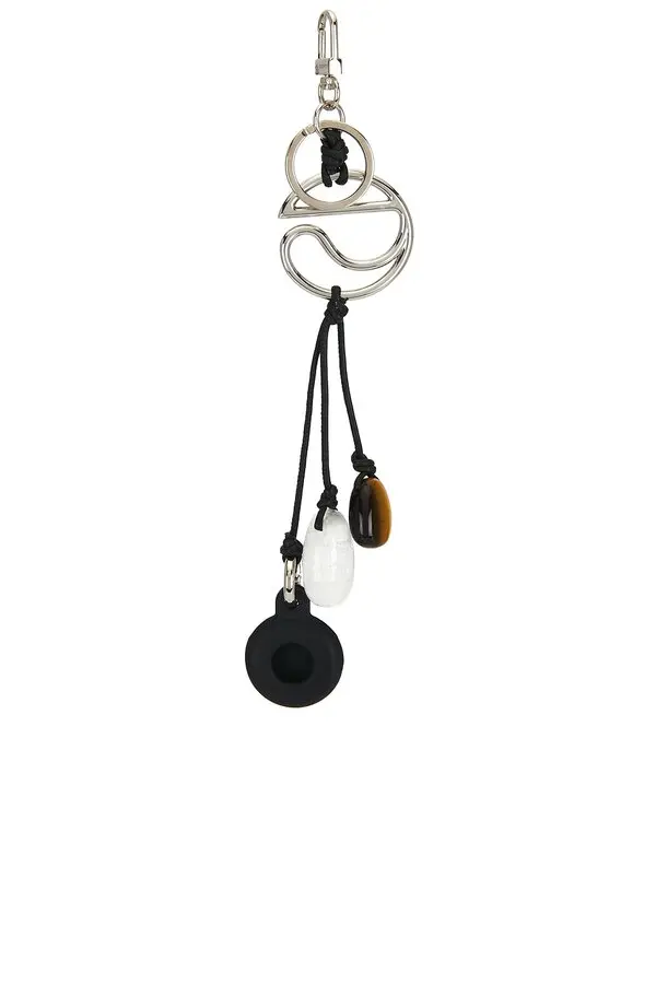 Coperni Stone And Leather Keychain - Black