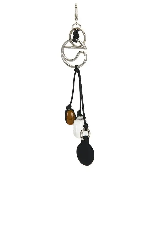 Coperni Stone And Leather Keychain - Black