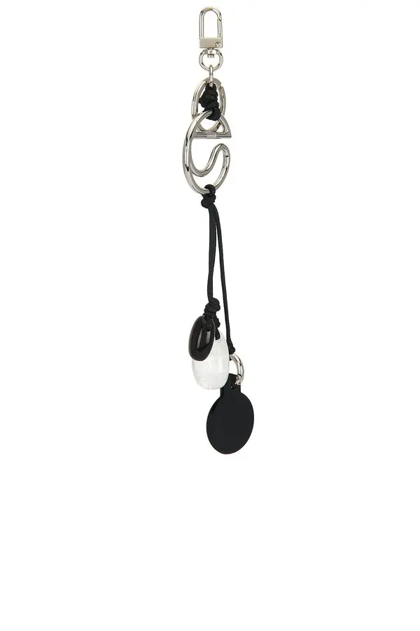 Coperni Stone And Leather Keychain - Black