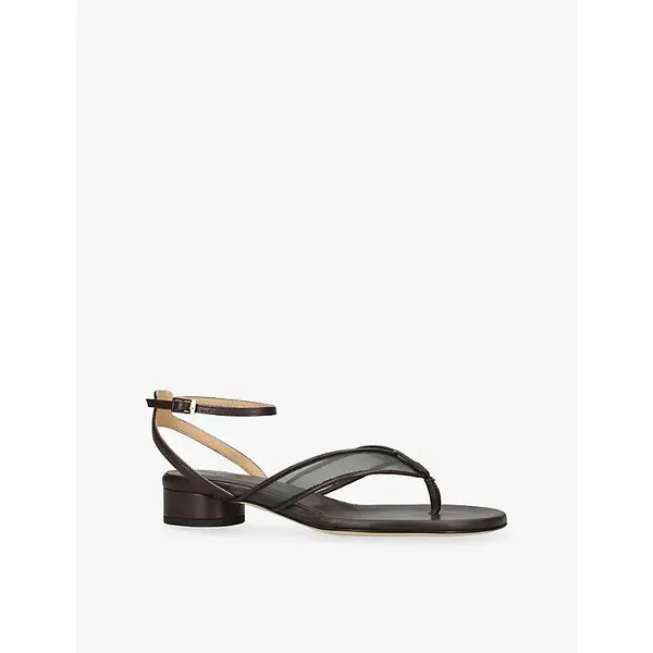 Dear Frances Fina Leather And Mesh Heeled Sandals - Dark Brown