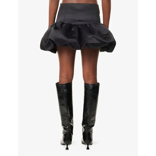 GANNI Flared Satin Mini Skirt