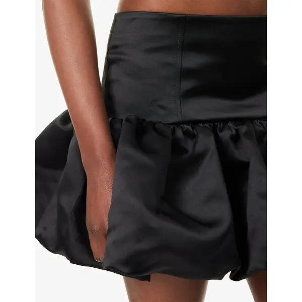 GANNI Flared Satin Mini Skirt