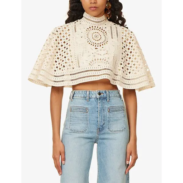 Zimmermann Indra Embroidered Cotton Cape