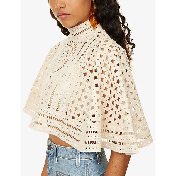 Zimmermann Indra Embroidered Cotton Cape