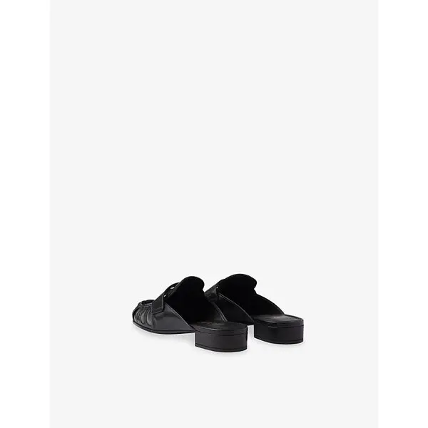 Prada Ruched Leather Mules - Black