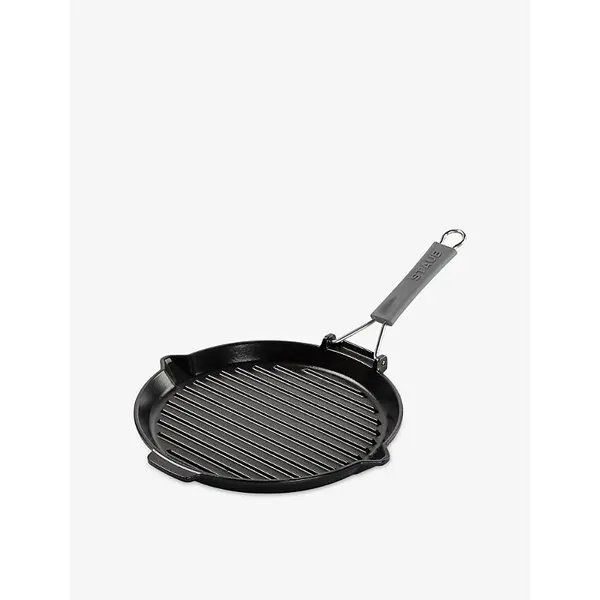 STAUB Round Cast-iron Grill Pan With Pouring Spout 28cm - Black