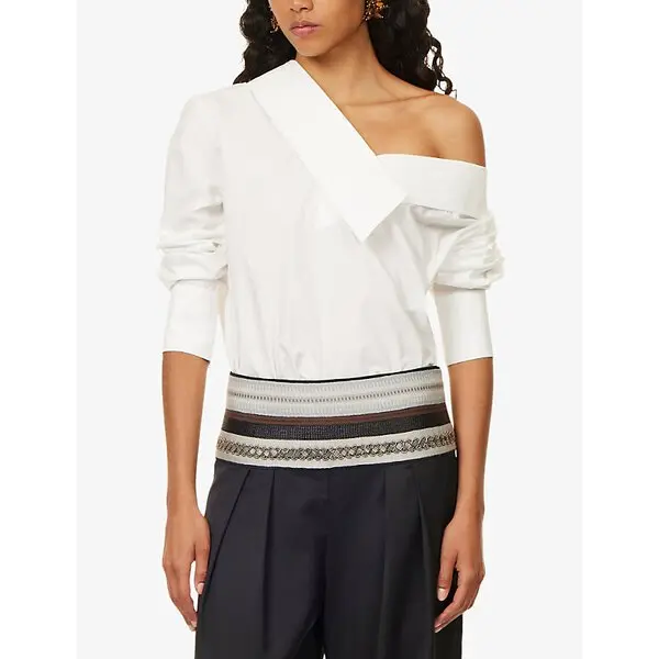 ABADIA Off-shoulder Cotton-blend Bodysuit