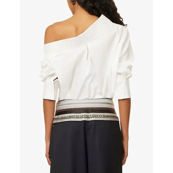 ABADIA Off-shoulder Cotton-blend Bodysuit