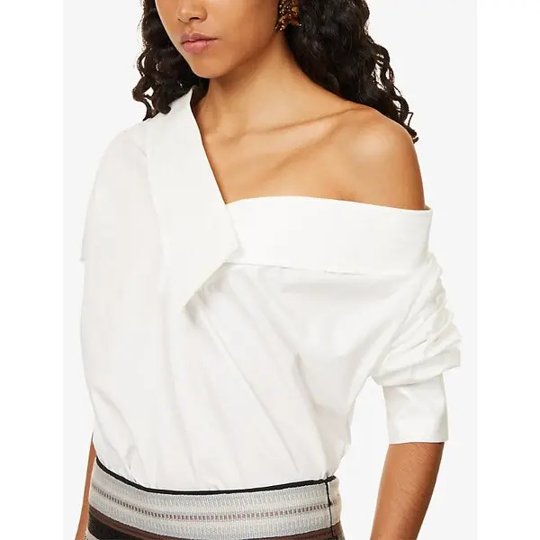 ABADIA Off-shoulder Cotton-blend Bodysuit